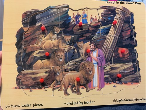 Melissa & Doug Daniel In The Lions Den Wooden Peg Puzzle Board 9 Pc VTG ...