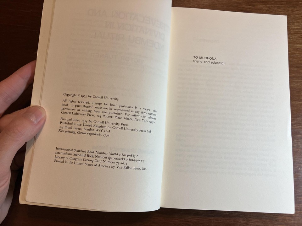 Victor Witter Turner / Revelation and Divination in Ndembu Ritual 1975 ...