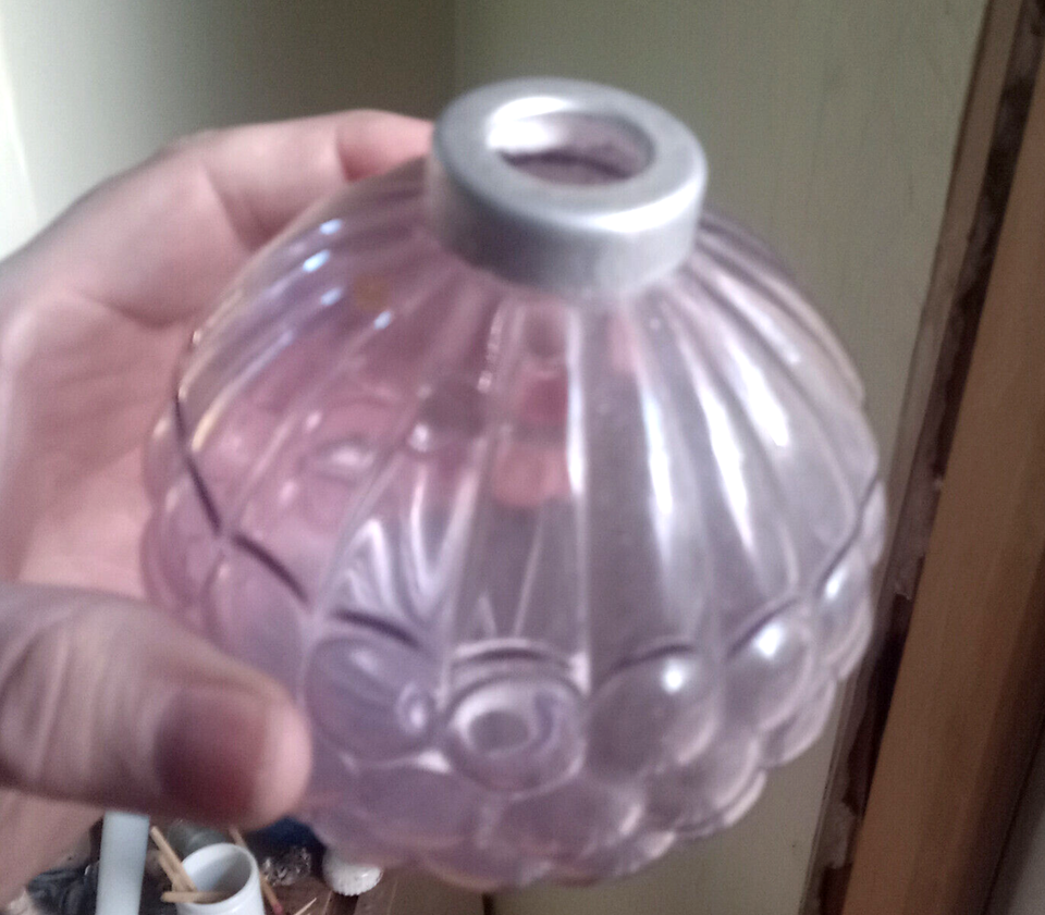 1890s RIBBED GRAPE HAND BLOWN AMETHYST GLASS LIGHTNING ROD BALL WITH ...