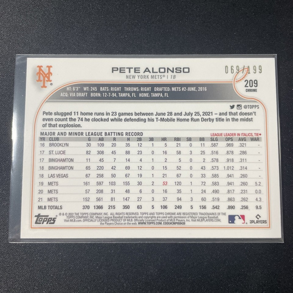 2022 Topps Chrome Sonic Pete Alonso #209 Aqua Pink Sonic Pulse ...