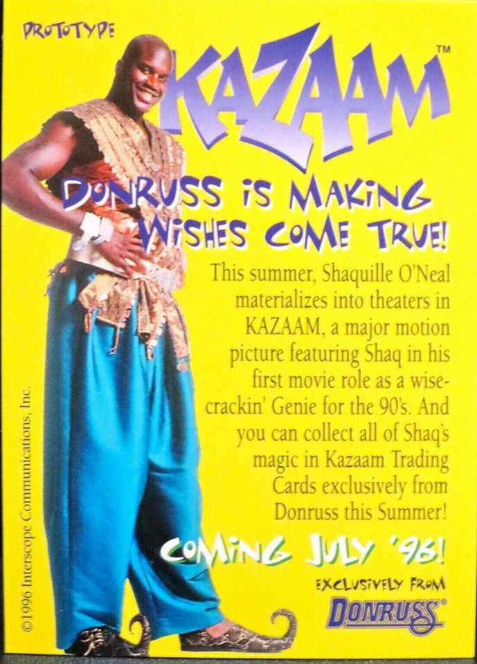 Kazaam Shaquille O'Neal 1996 Movie Promo Card Donruss Prototype Shaq ...