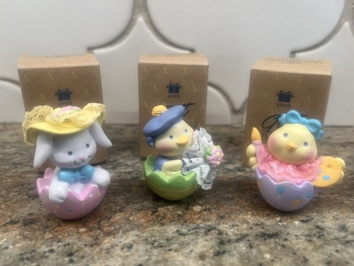 Avon set of 3 Spring Easter Ornaments SPRINGTIME CUTIES bunny rabbit ...