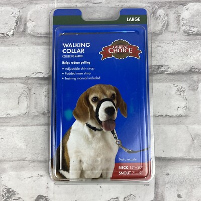 Walking Collar Large For Dogs 15"-20" Neck With Training Manual Black ...
