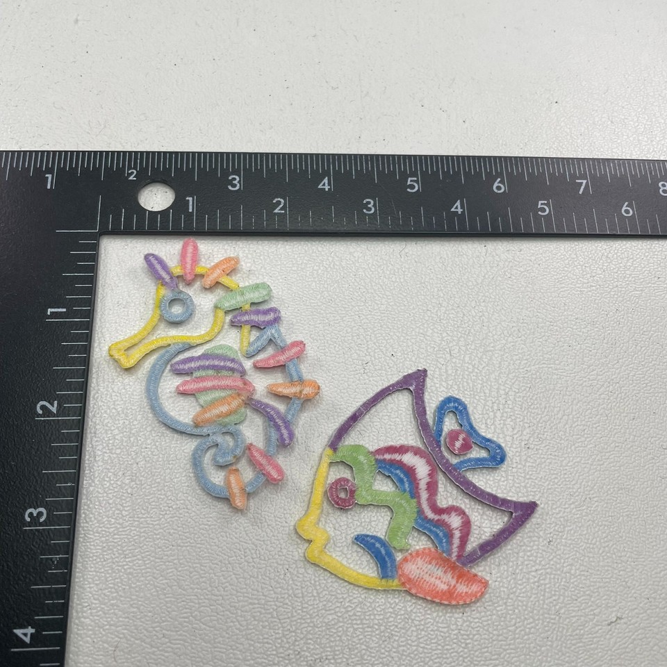 2 Patch Lot RAINBOW FISH & PASTEL COLORS SEAHORSE 81D2 | eBay