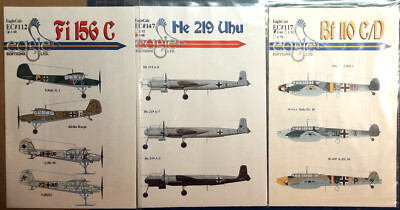 1/48 EAGLECALS Fi 156C EC#112+He 219 Uhu EC#147+Bf110 C/D EC#117 EAGLE ...