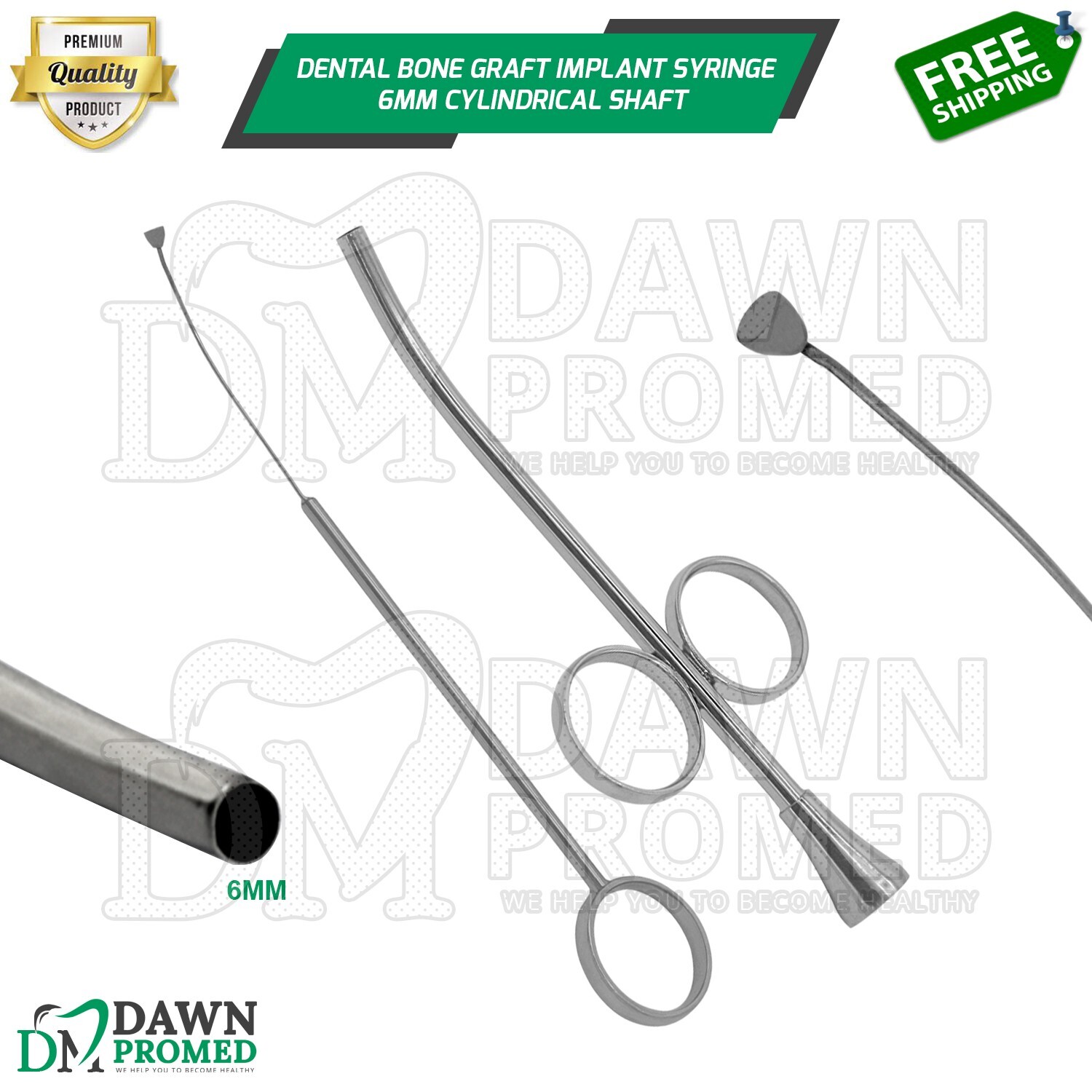 Dental Bone Graft Implant Syringe 6mm Cylindrical Shaft Sinus Lift ...