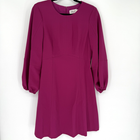 Eliza J Dress Womens 10 Magenta Long Sleeve A-Line Fit & Flare Pockets ...
