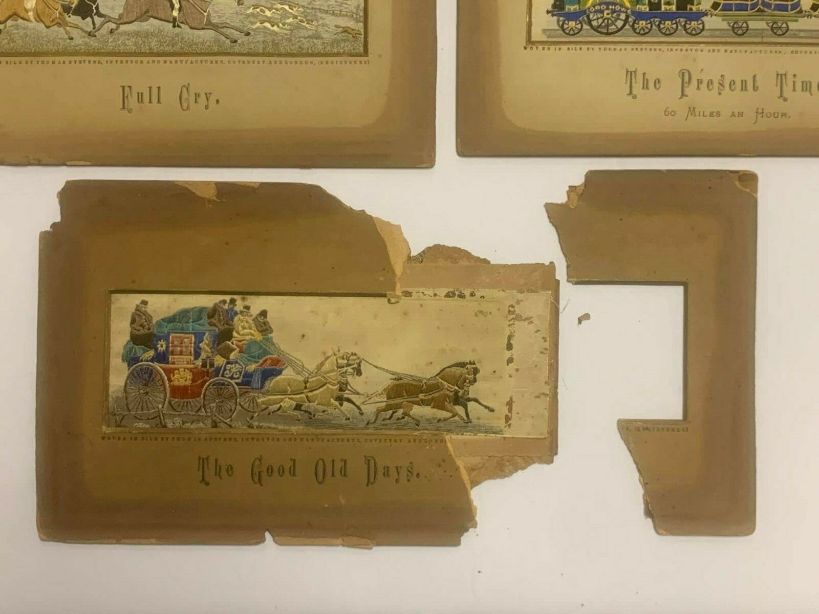 Set of 9 Antique Stevengraph Pure Silk Woven Pictures | eBay