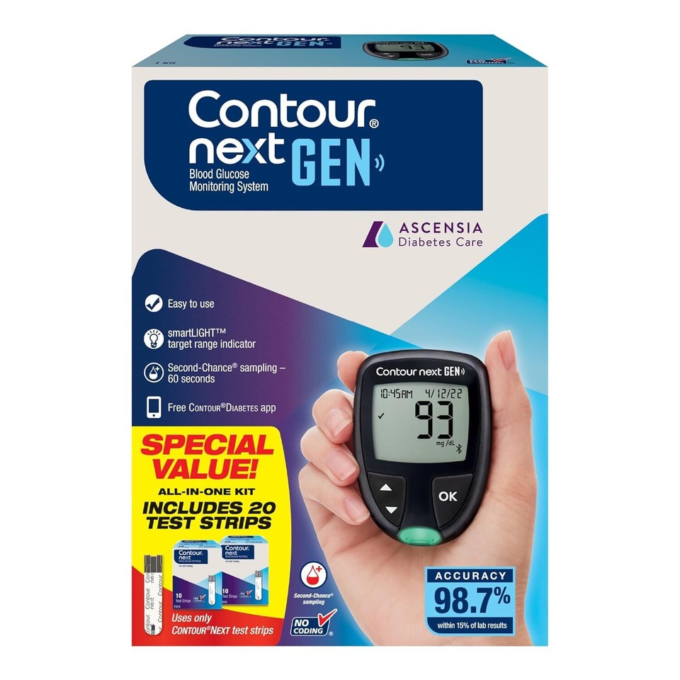 CONTOUR NEXT GEN Blood Glucose Monitoring System – All-In-One Kit for ...