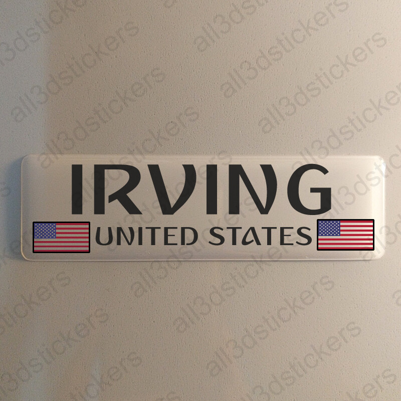 Irving USA United States Sticker 4.70x1.18" Domed Resin 3D Flag ...