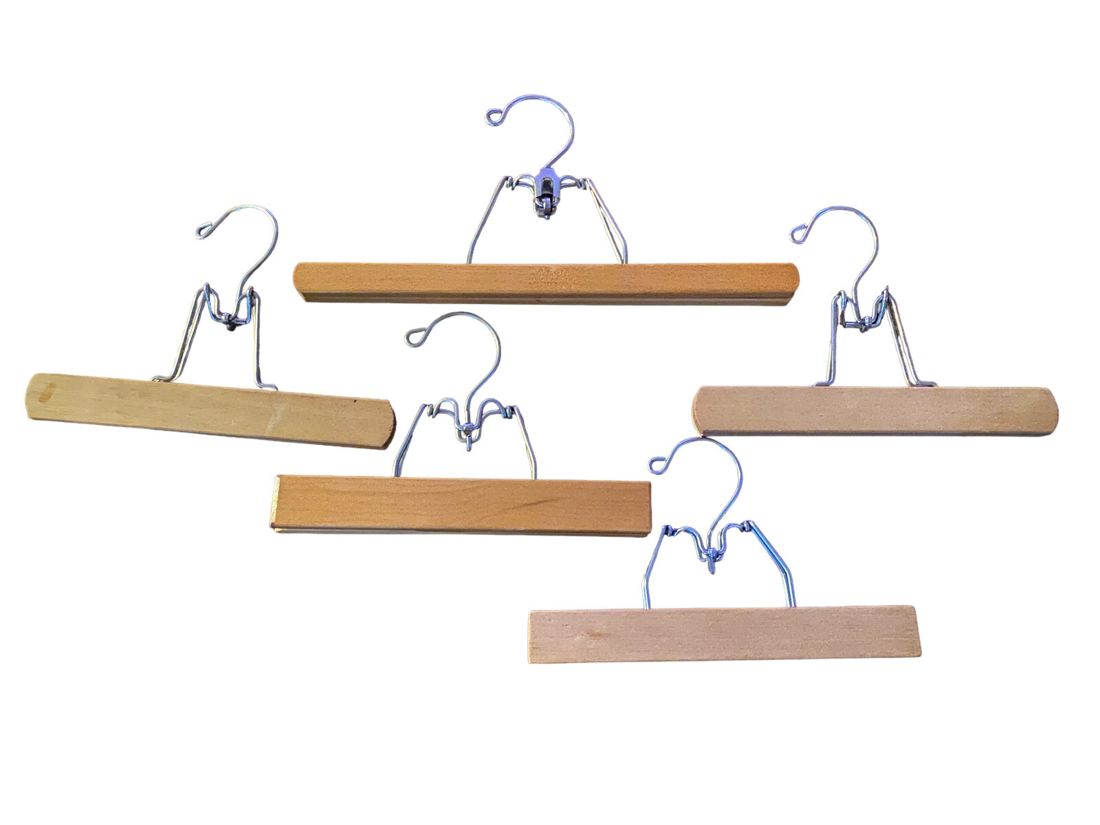 Wooden Hanger Set Pant Wood Clamp Hangers Lot of 5 - Gem