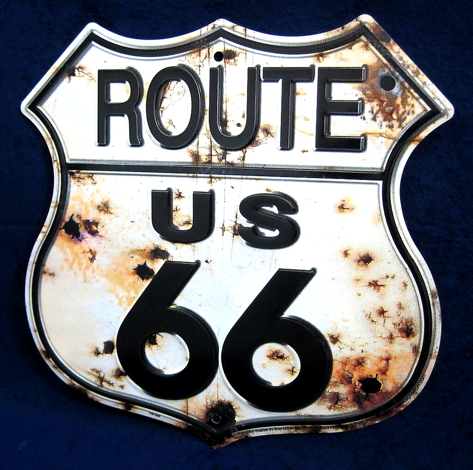 ROUTE 66 Rusty Shield -*US MADE* Embossed Metal Sign - Man Cave Garage ...