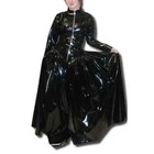 Lockable Spandex PVC Leather Long Dresses Exotic Party Wetlook Pleated ...