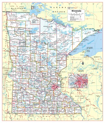 Minnesota State Wall Map Poster Large Print 24"Wx28"H | eBay