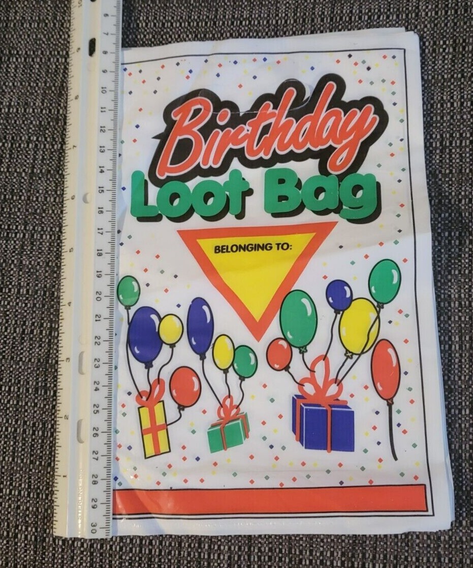 Vintage " Birthday Loot Bag -Belongs to:" 14 bags - Primary colors New ...