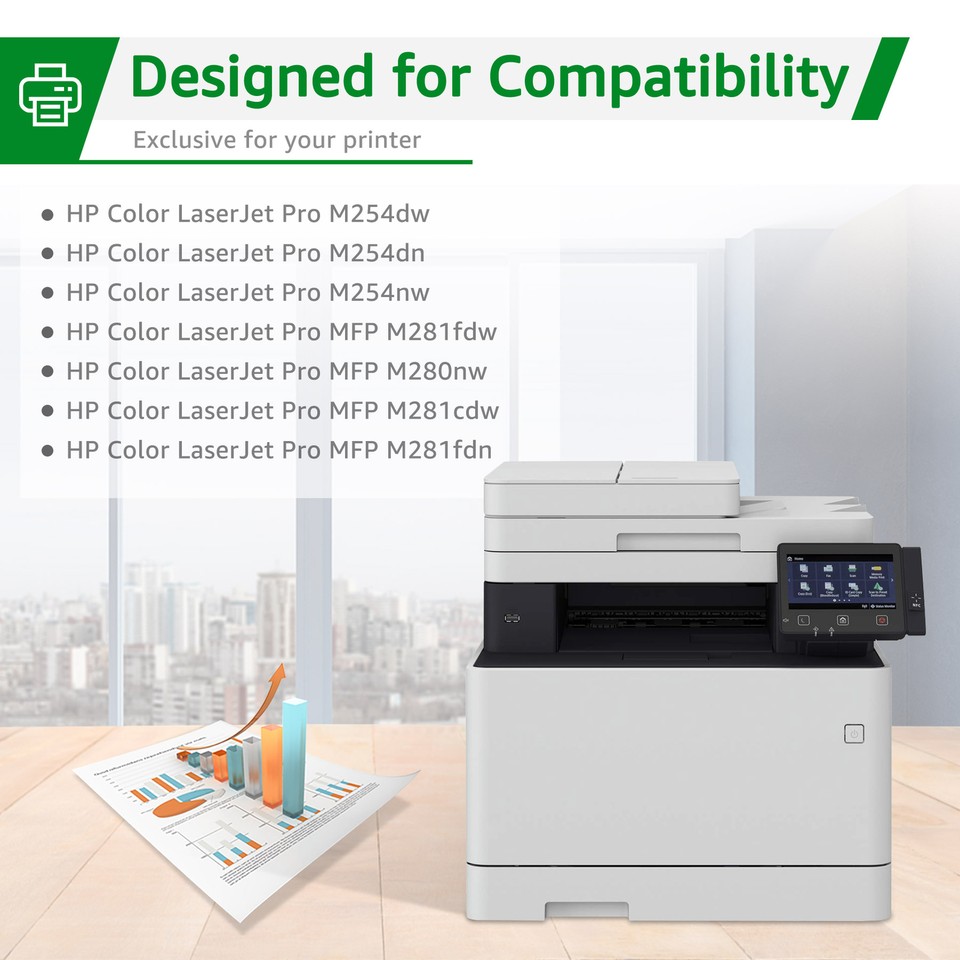 5Pk Toner Set for HP 202A CF500A Color LaserJet Pro M254dw M281cdw ...