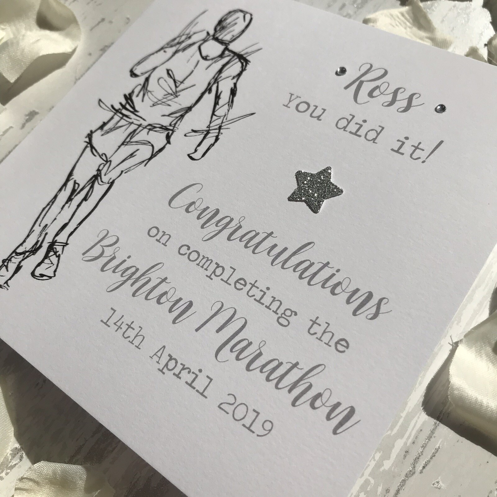 Personalised Handmade Running Jogging Marathon Parkrun Congratulations ...