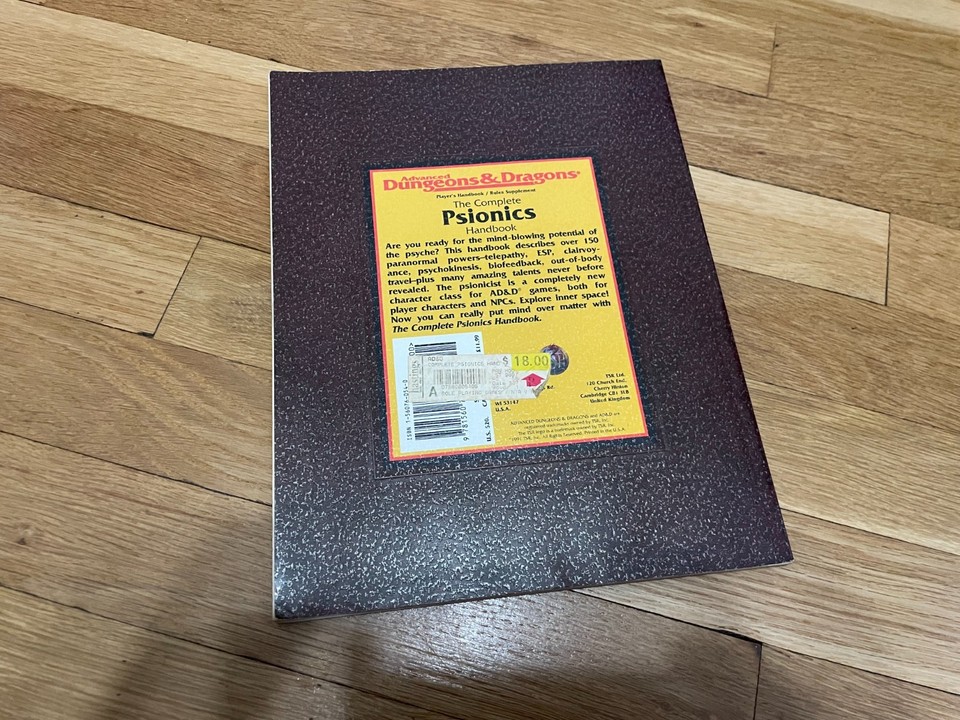 Advanced Dungeons & Dragons 2e The Complete Psionics Handbook TSR ...