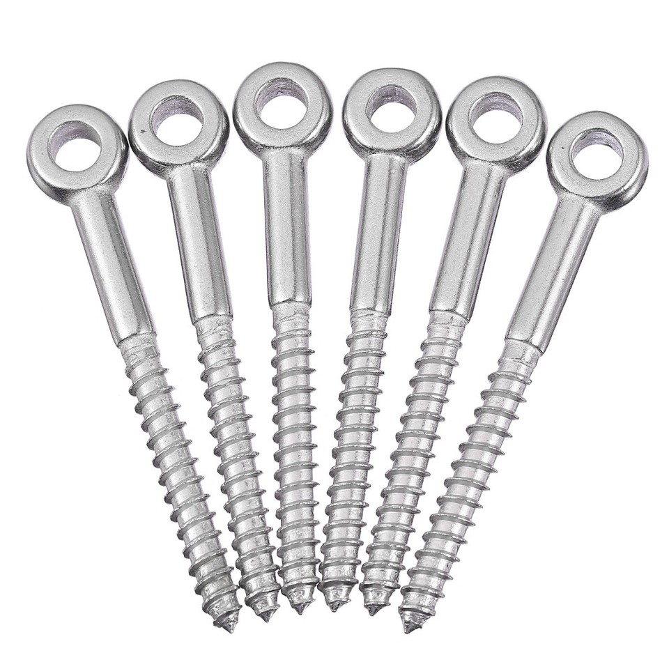 6 Pcs Lag Bolt Ceiling Hanger Wood Screw Eyes Heavy Duty Shape Screws ...