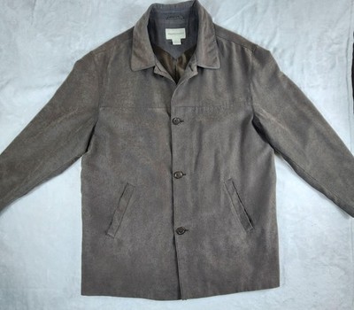 Pronto Uomo Jacket Mens Large Brown Faux Suede Car Coat Overcoat Lined ...