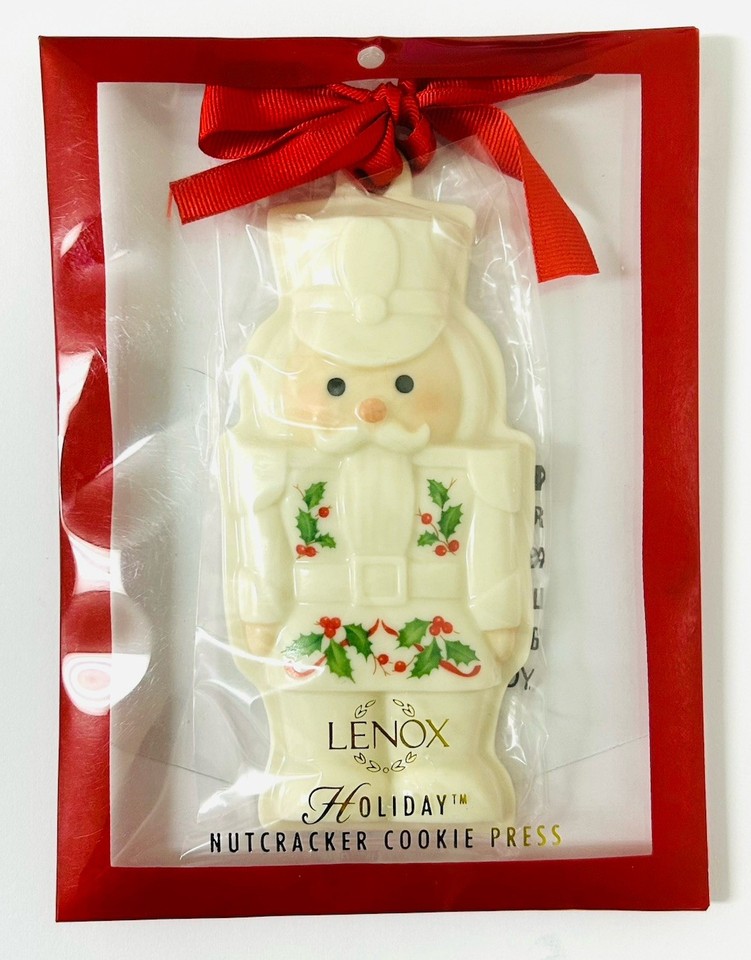 Lenox Holiday Nutcracker & Teddy Bear Cookie Press Porcelain Holly 5.5 ...