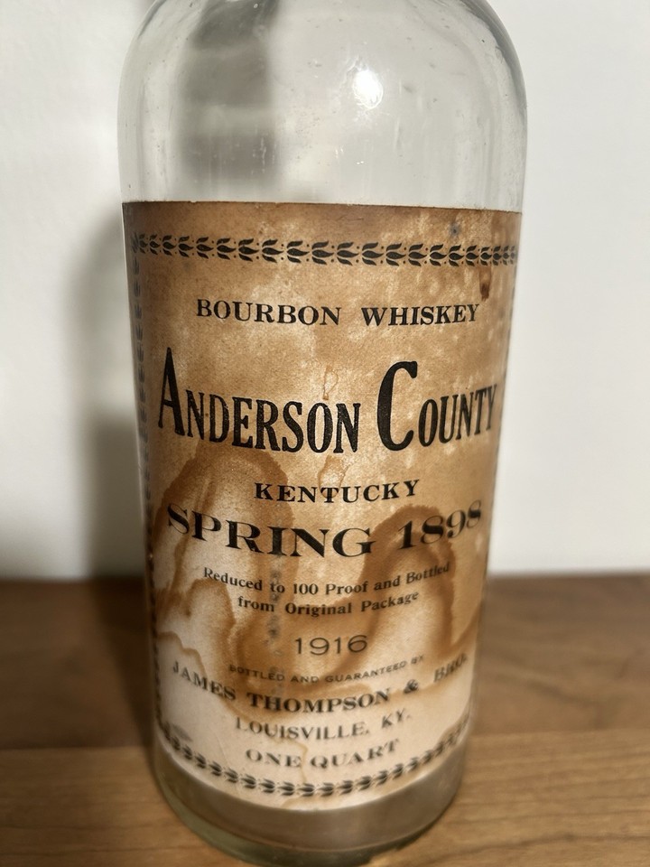 Rare Bourbon Whiskey Anderson County Kentucky Spring 1898 Bottle | eBay