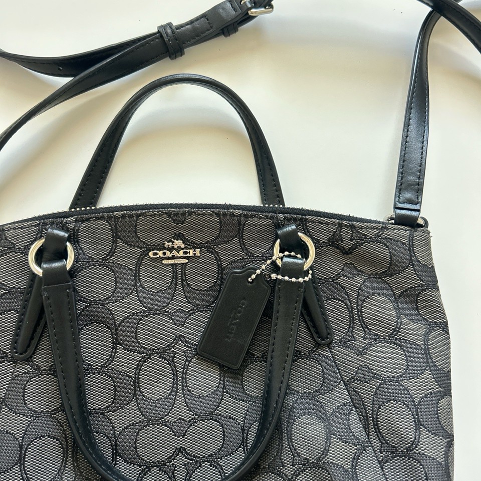 Coach Mini Hand Bag with Shoulder Strap Black Signature | eBay