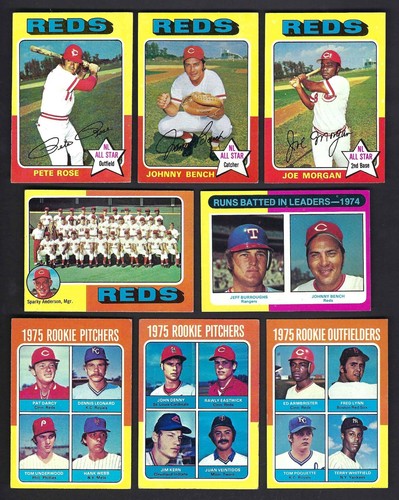 1975 Topps Cincinnati Reds Team Set with RCs 615 621 622 & #308 Lg Ldrs ...