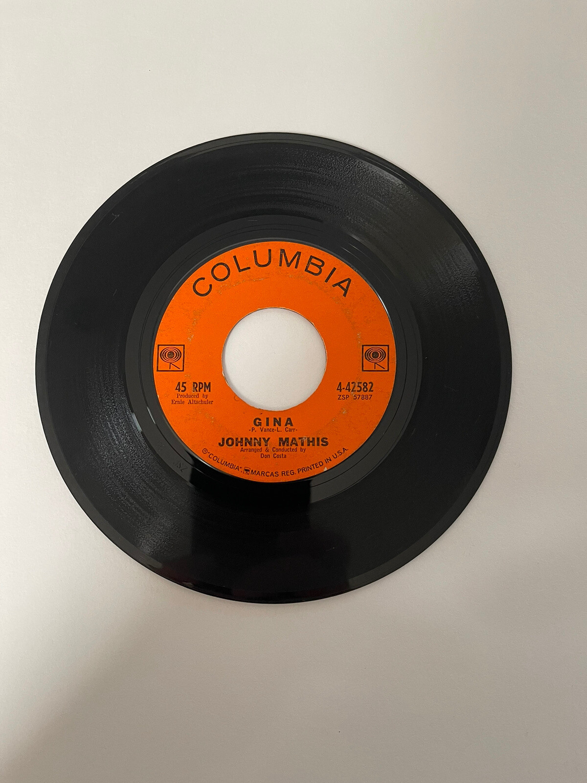 Johnny Mathis - Gina/I Love Her That's Why 7" 45 rpm SKU #142 | eBay