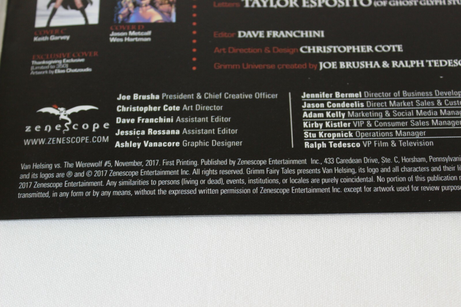 Van Helsing vs The Werewolf #5 Keith Garvey Cover C 2017 Zenescope ...