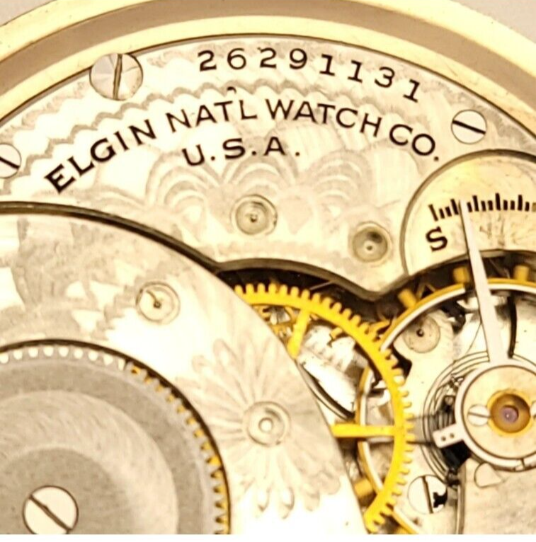 1924 ELGIN FANCY ART DECO SILVER DIAL GOLD FILL CASE POCKET WATCH | eBay