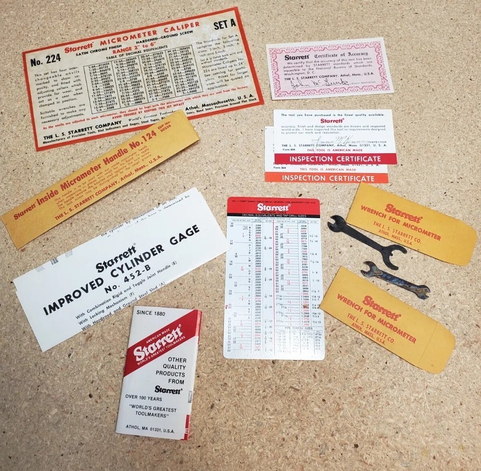 Starrett No. 917 automotive service set w/ inside + outside micrometers ...