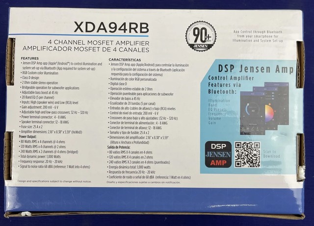 Jensen XDA94RB 4 Channel MOSFET 1000 Watt Amplifier - Black for sale ...