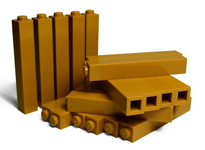 LEGO bricks 1x1x5 x20 panels # DARK TAN NOUGAT BROWN pillar column ...