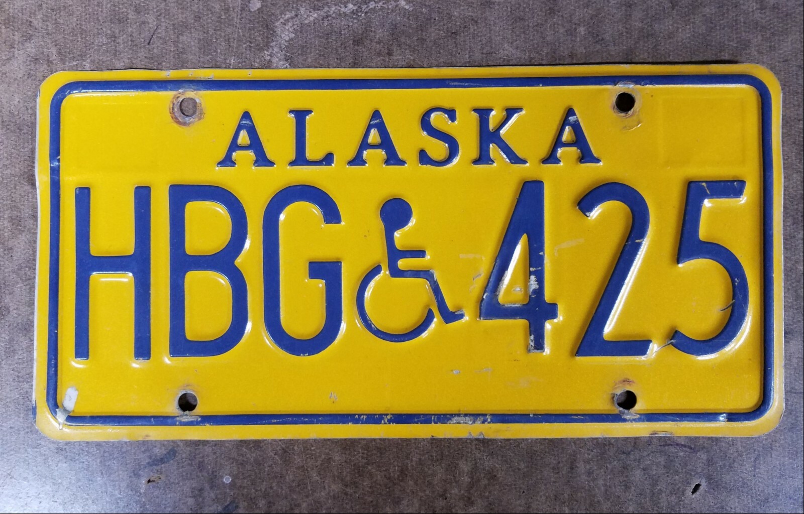 Alaska expired 2002? Blue on Yellow Handicap License Plate Tag ~ HBG ...