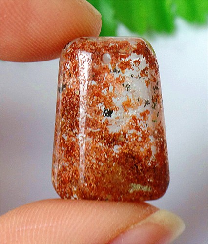 25x18x9mm Clear Natural Red Ghost Crystal Quartz Trapezoid Pendant Bead ...