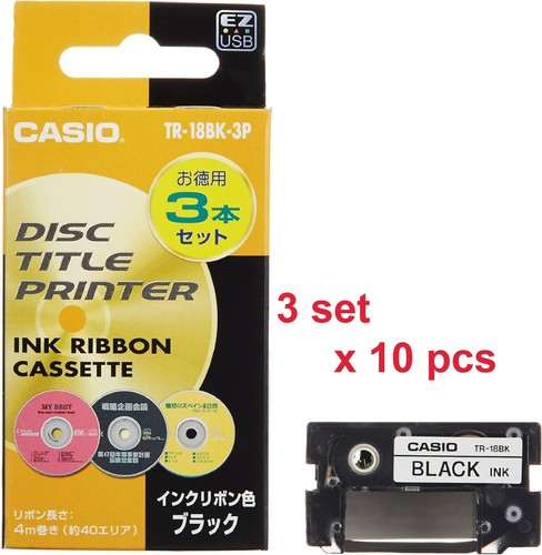 Casio TR-18BK 3P x 10 Pcs Black Ink Ribbon Cassette for CW Disc Title ...