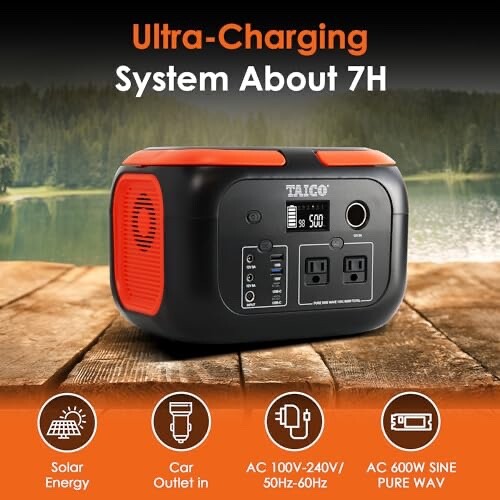 Portable Power Station 600W- 660Wh Lithium Battery Station, 110V/600W ...