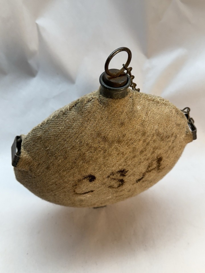 Civil War Confederate CSA Butternut Canteen — Homespun Cover With ...