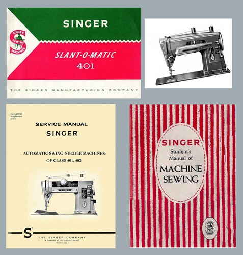 CD / PDF * Singer Slant-O-Matic 401 403 Instruction manual or Service ...