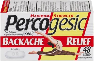 Percogesic Backache Relief Pain Reliever, Maximum Strength, 48 Tablets ...