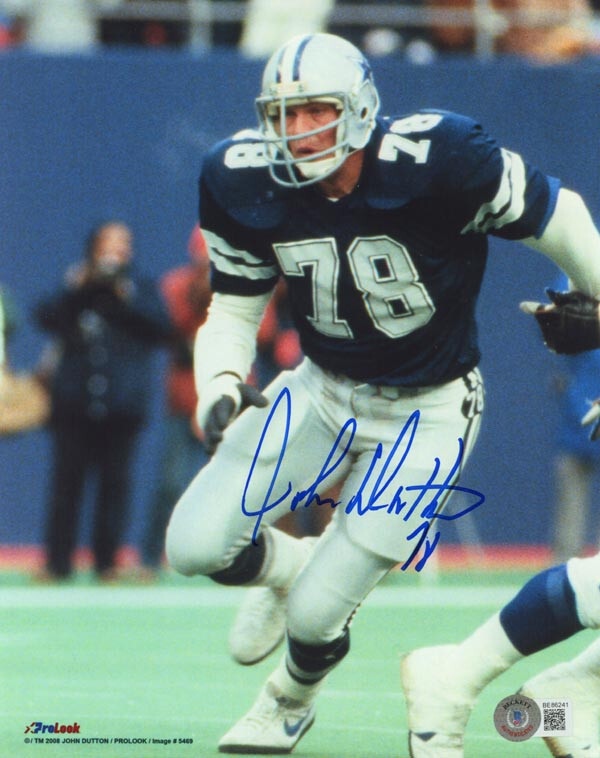JOHN DUTTON SIGNED AUTOGRAPHED 8x10 PHOTO DALLAS COWBOYS LEGEND BECKETT BAS