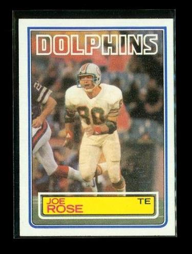 Vintage 1983 TOPPS Football Trading Card #320 JOE ROSE Miami Dolphins ...