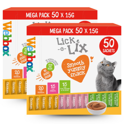 Webbox Lick-e-Lix Cat Treat Mega Pack 50 x 15g – Tasty Cat Treats for ...