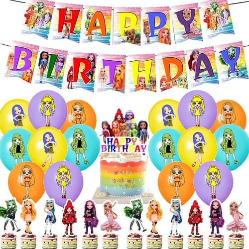 30Pcs Rainbow-High Birthday Party Decoration Balloon Kit w/ Banner ...