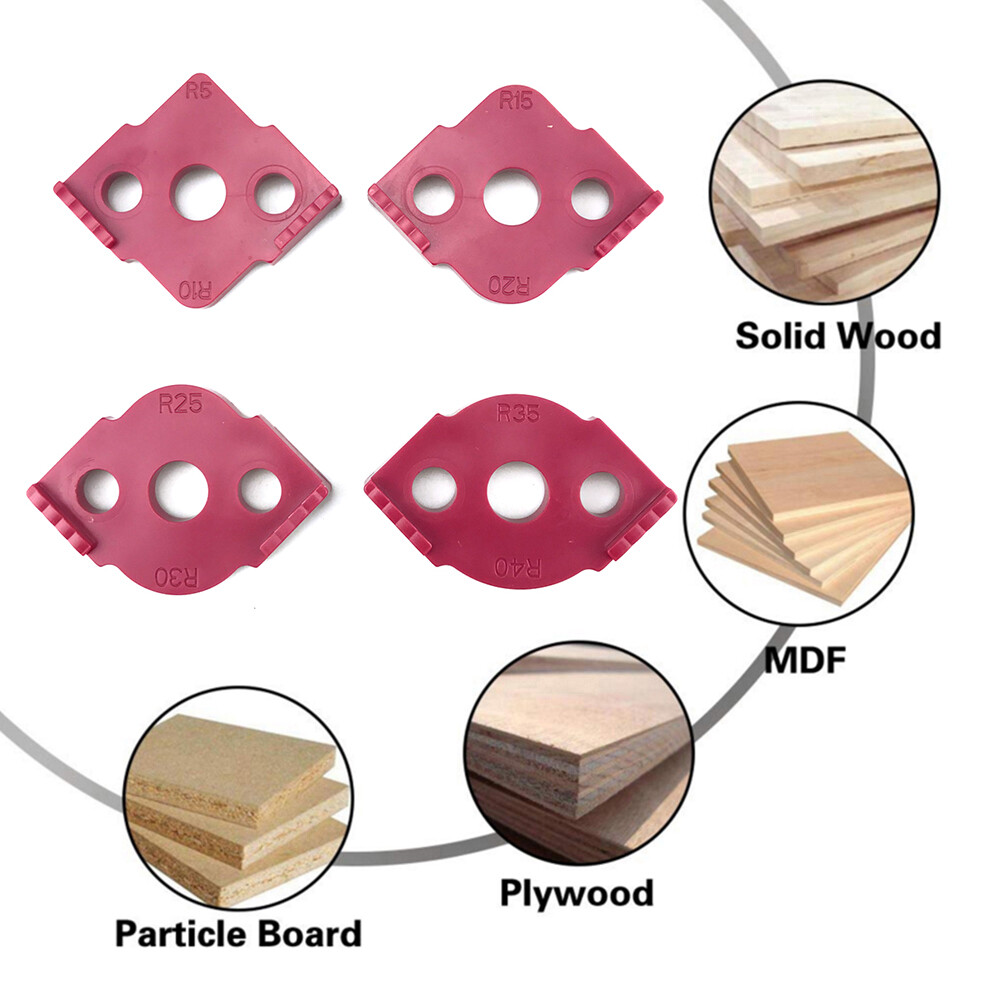 4pcs Woodworking Trimming Radius Jig Router Edge Corners Cutters (Red ...