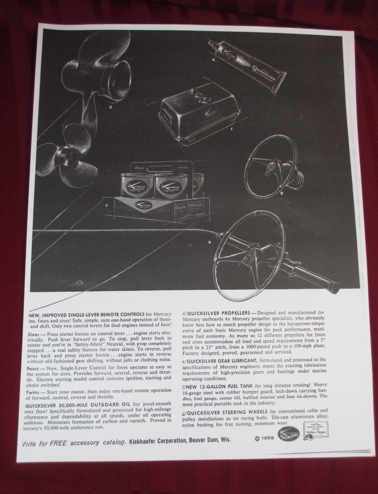 MERCURY QUICKSILVER MARINE 1960 BOAT MAGAZINE ADVERTISING SALES AD ...