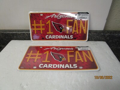 NEW! Qty (2) NFL Arizona Cardinals "#1 FAN" Metal License Plate | eBay