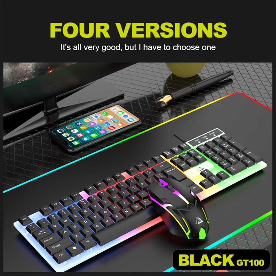 RGB Mouse & Backlit Keyboard, 104-Key Suspension Keycap, Wired USB for ...
