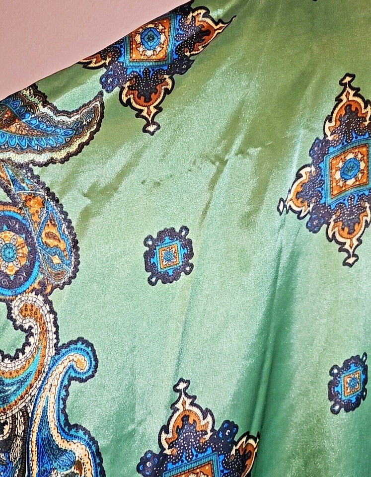 Vintage Sante Mrs Roper Satin Kaftan Caftan Mumu Beaded Blue Green ...